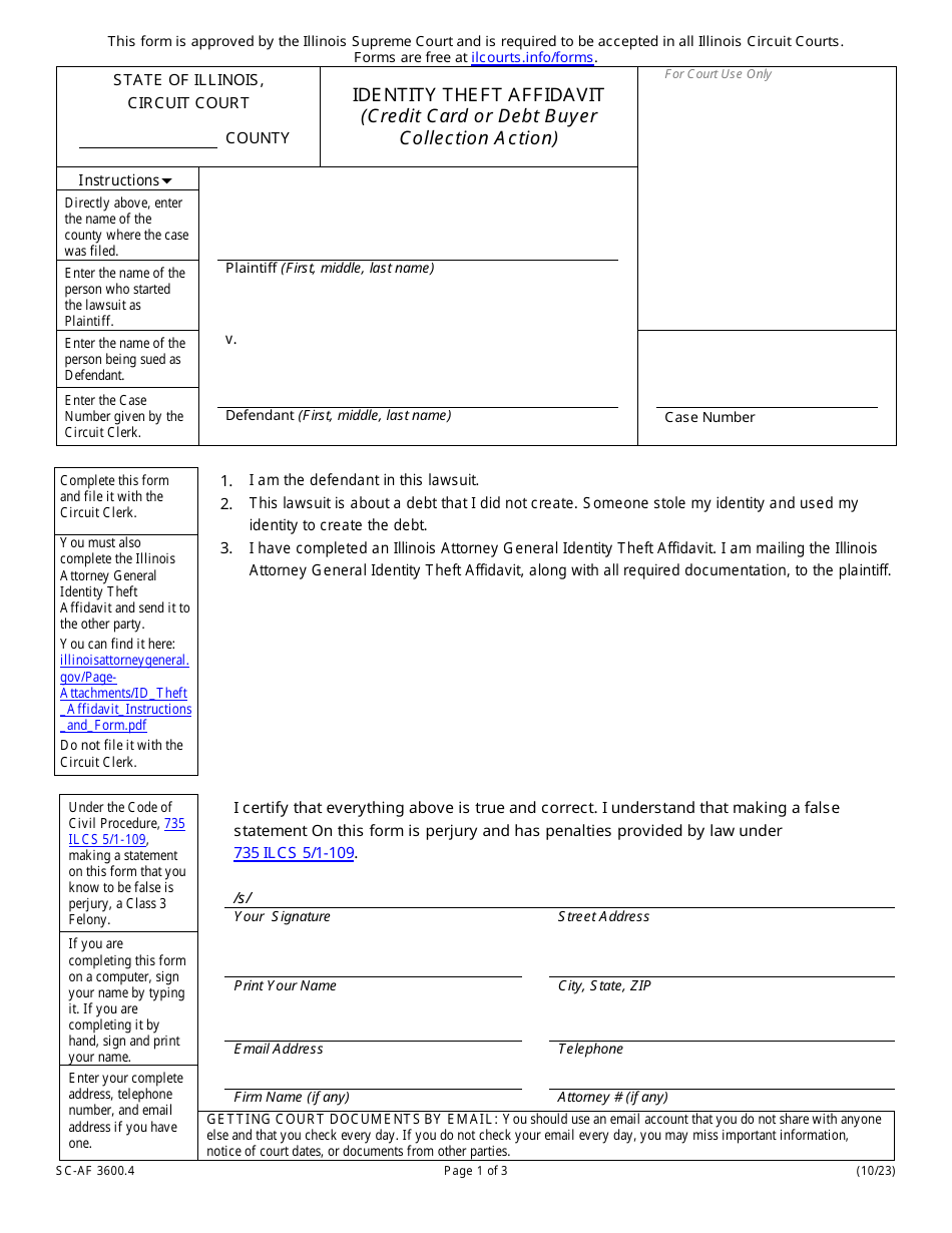 Form SC-AF3600.4 - Fill Out, Sign Online and Download Fillable PDF, Illinois | Templateroller