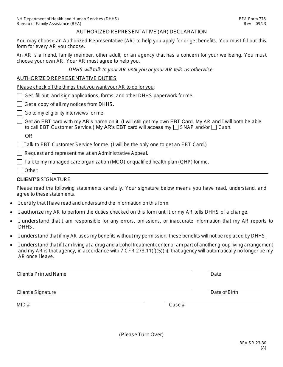 BFA Form 778 - Fill Out, Sign Online and Download Printable PDF, New ...