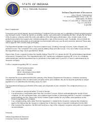 Indiana Insurance Complaint Form - Fill Out, Sign Online and Download ...
