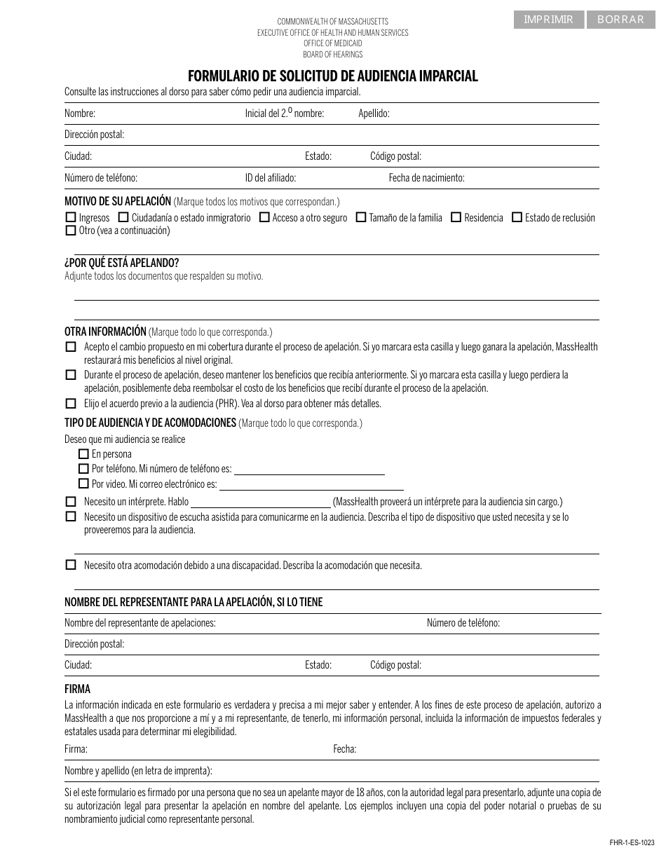Formulario FHR‐1-ES - Fill Out, Sign Online and Download Fillable PDF ...