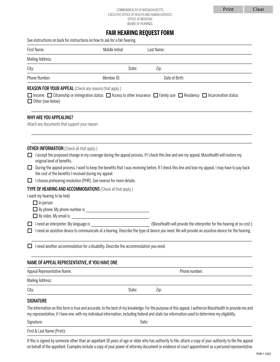 Form FHR‐1 - Fill Out, Sign Online and Download Fillable PDF ...