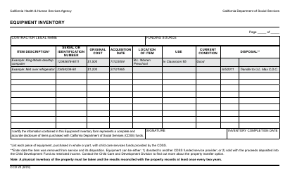 Form CCD22 Download Fillable PDF or Fill Online Equipment Inventory ...