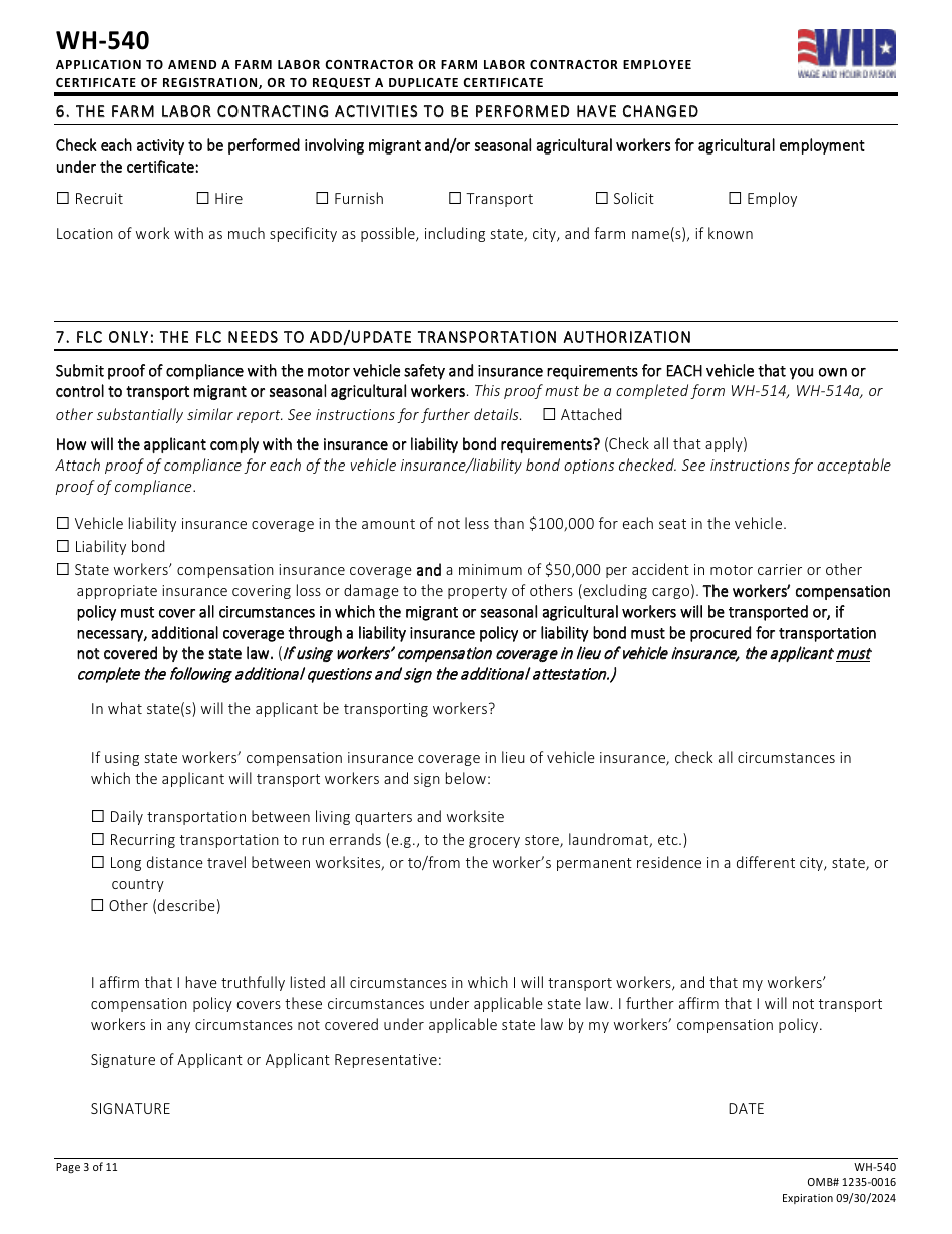 Form WH-540 - Fill Out, Sign Online and Download Fillable PDF | Templateroller