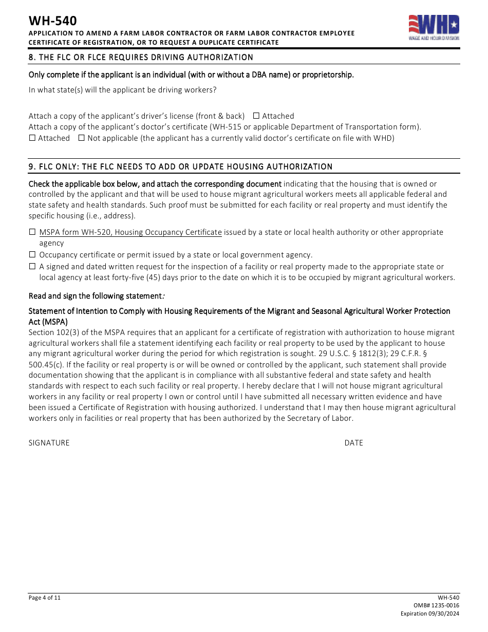 Form WH-540 - Fill Out, Sign Online and Download Fillable PDF | Templateroller