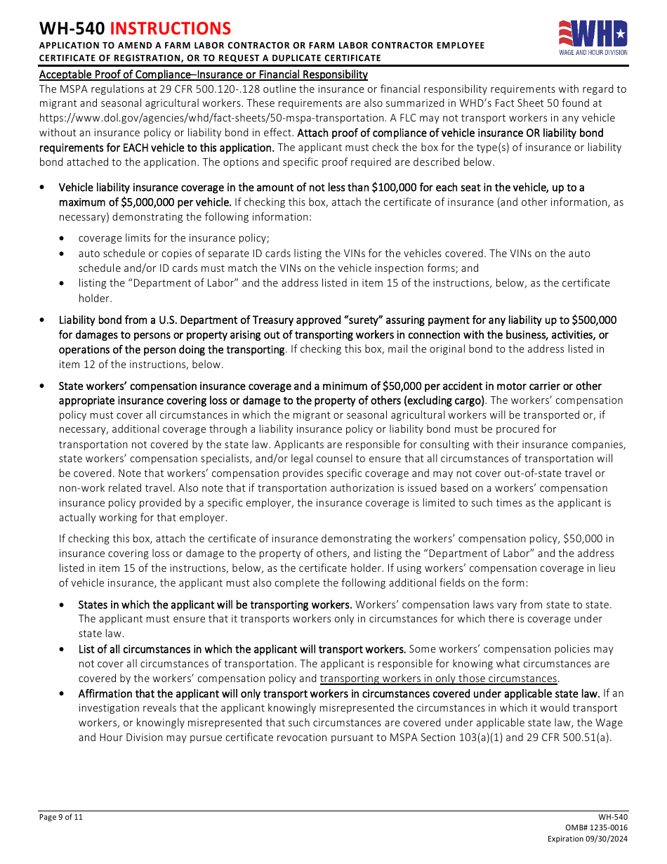 Form WH-540 - Fill Out, Sign Online and Download Fillable PDF | Templateroller