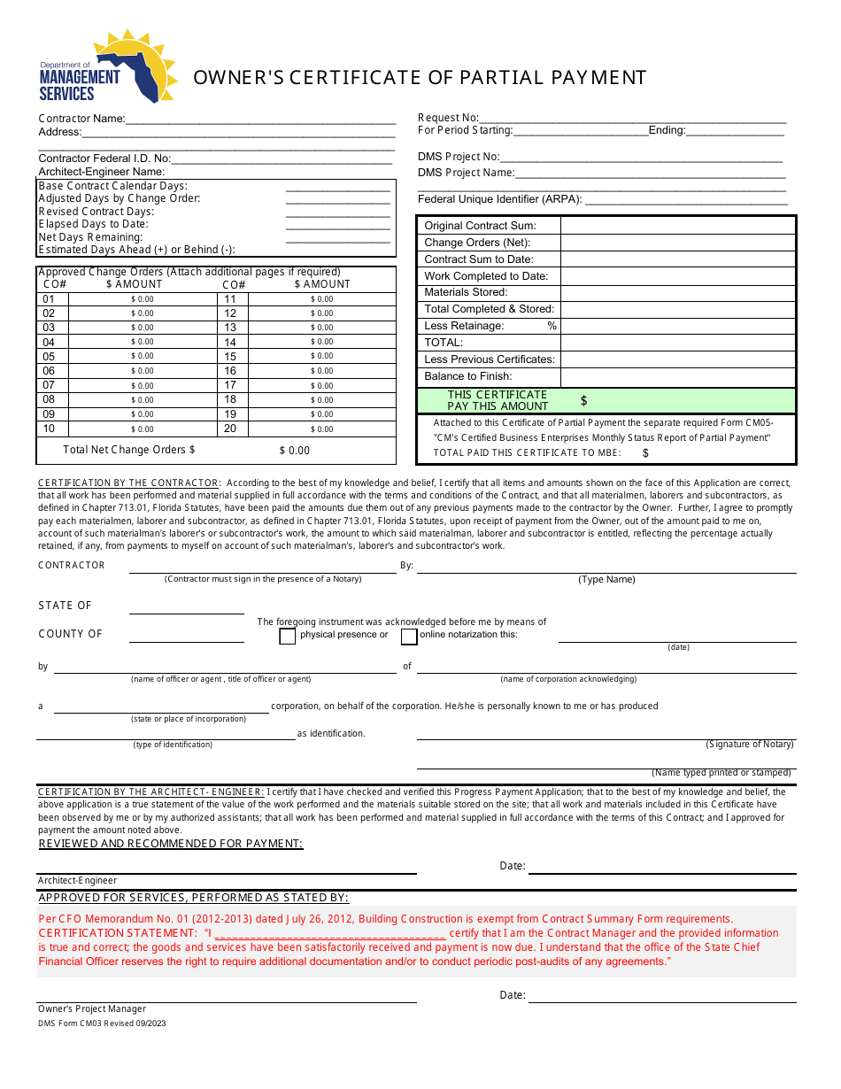 DMS Form CM03 - Fill Out, Sign Online and Download Fillable PDF ...