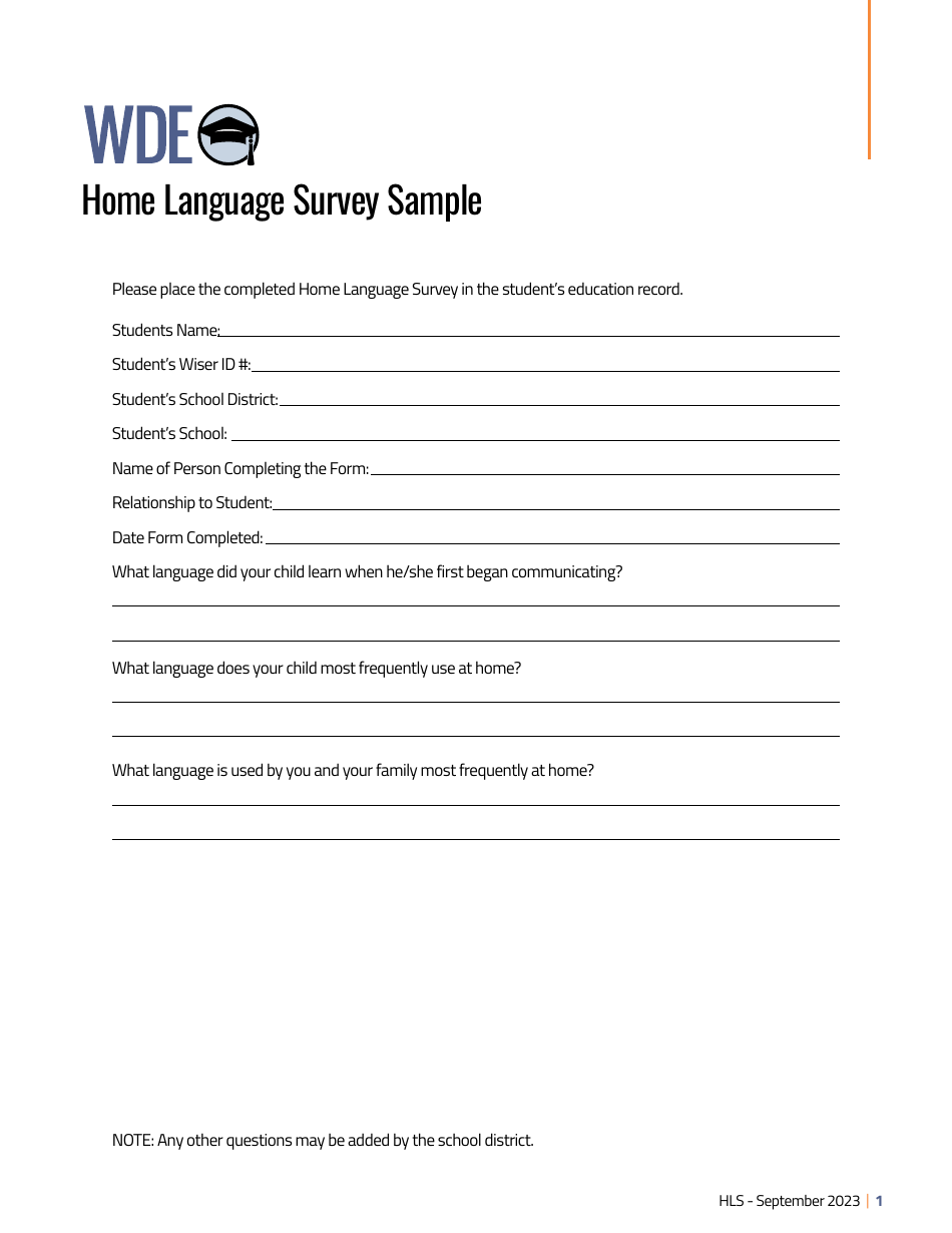 Wyoming Home Language Survey - Sample - Fill Out, Sign Online and ...
