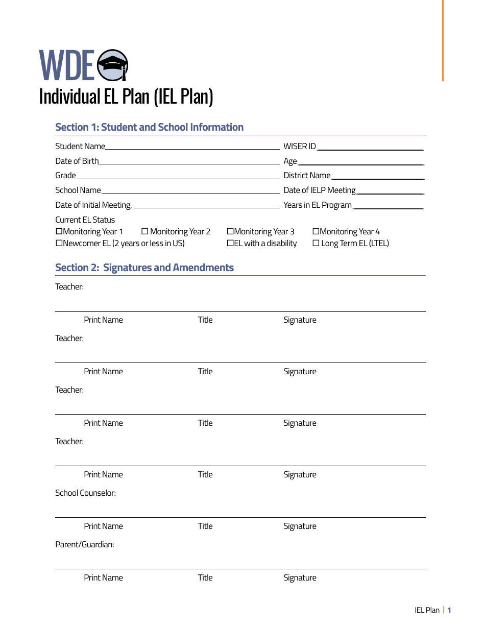 Wyoming Individual El Plan (Iel Plan) - Fill Out, Sign Online and ...