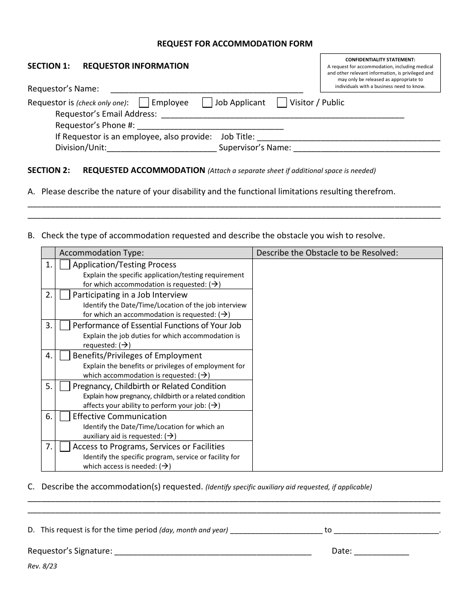 Louisiana Request for Accommodation Form Download Fillable PDF ...