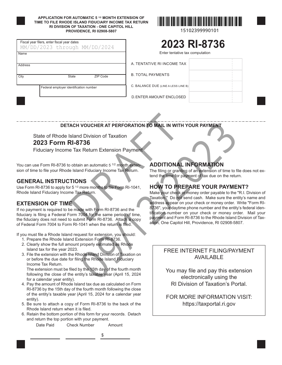 Form RI-8736 Download Printable PDF or Fill Online Fiduciary Income Tax ...