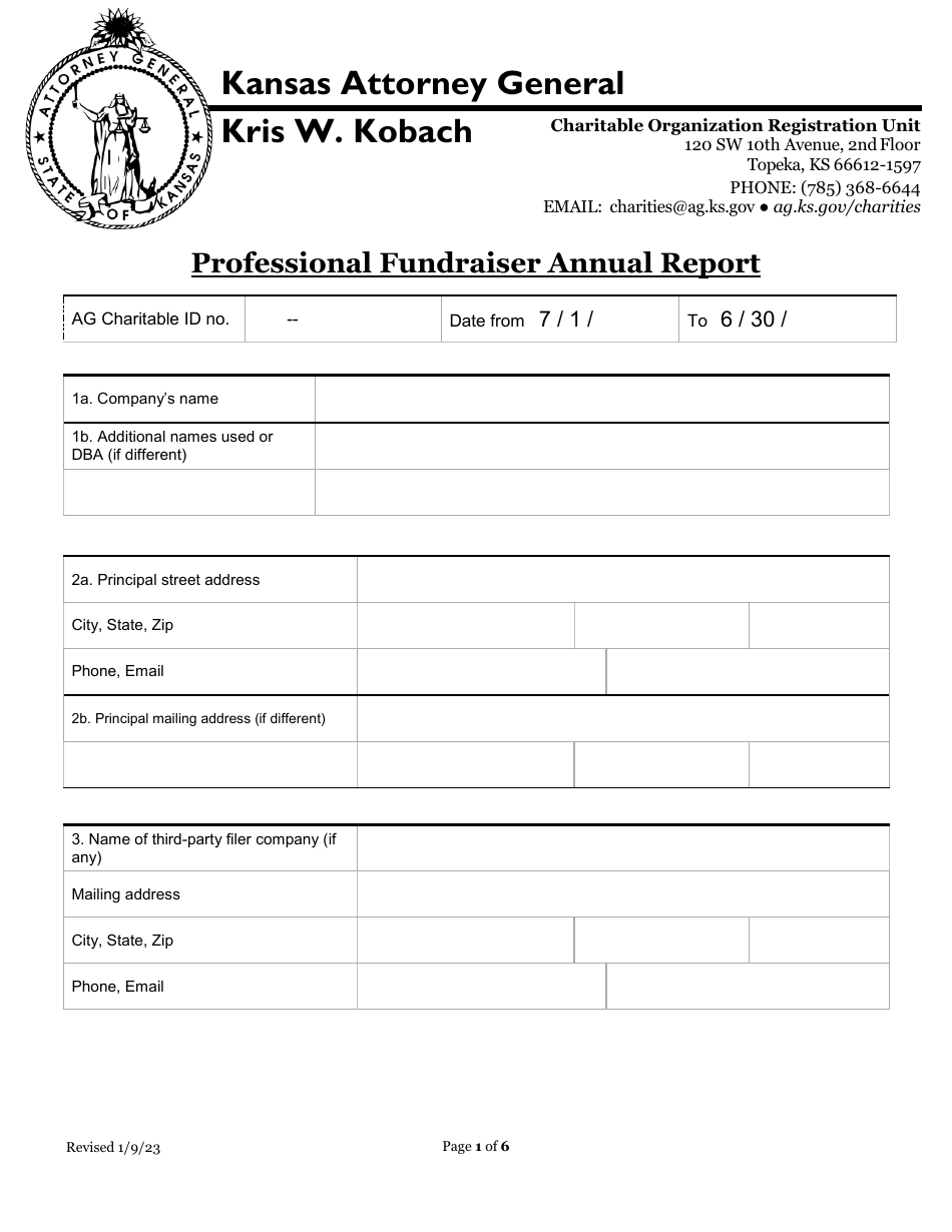 Kansas Professional Fundraiser Annual Report - Fill Out, Sign Online ...