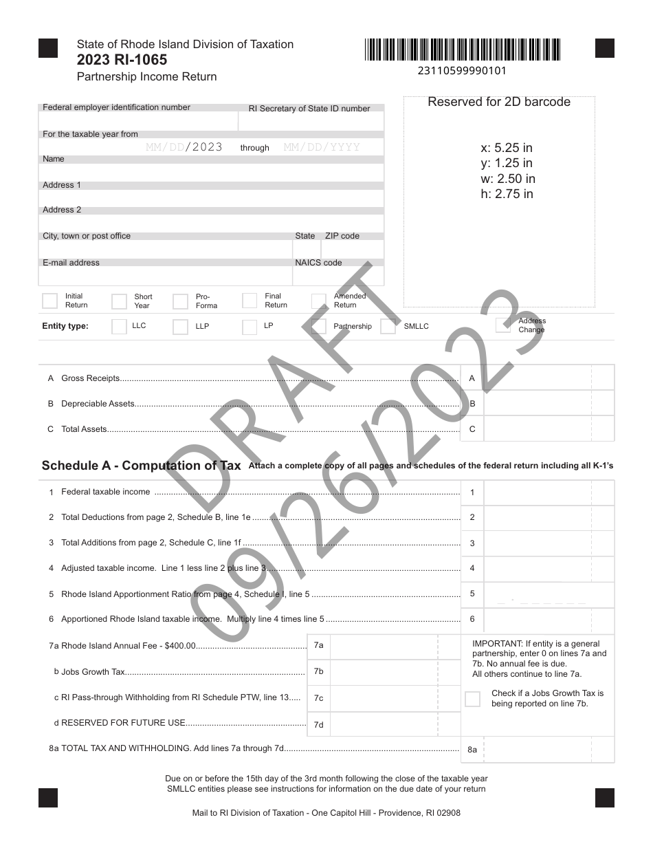 Form RI-1065 Download Printable PDF or Fill Online Partnership Income ...