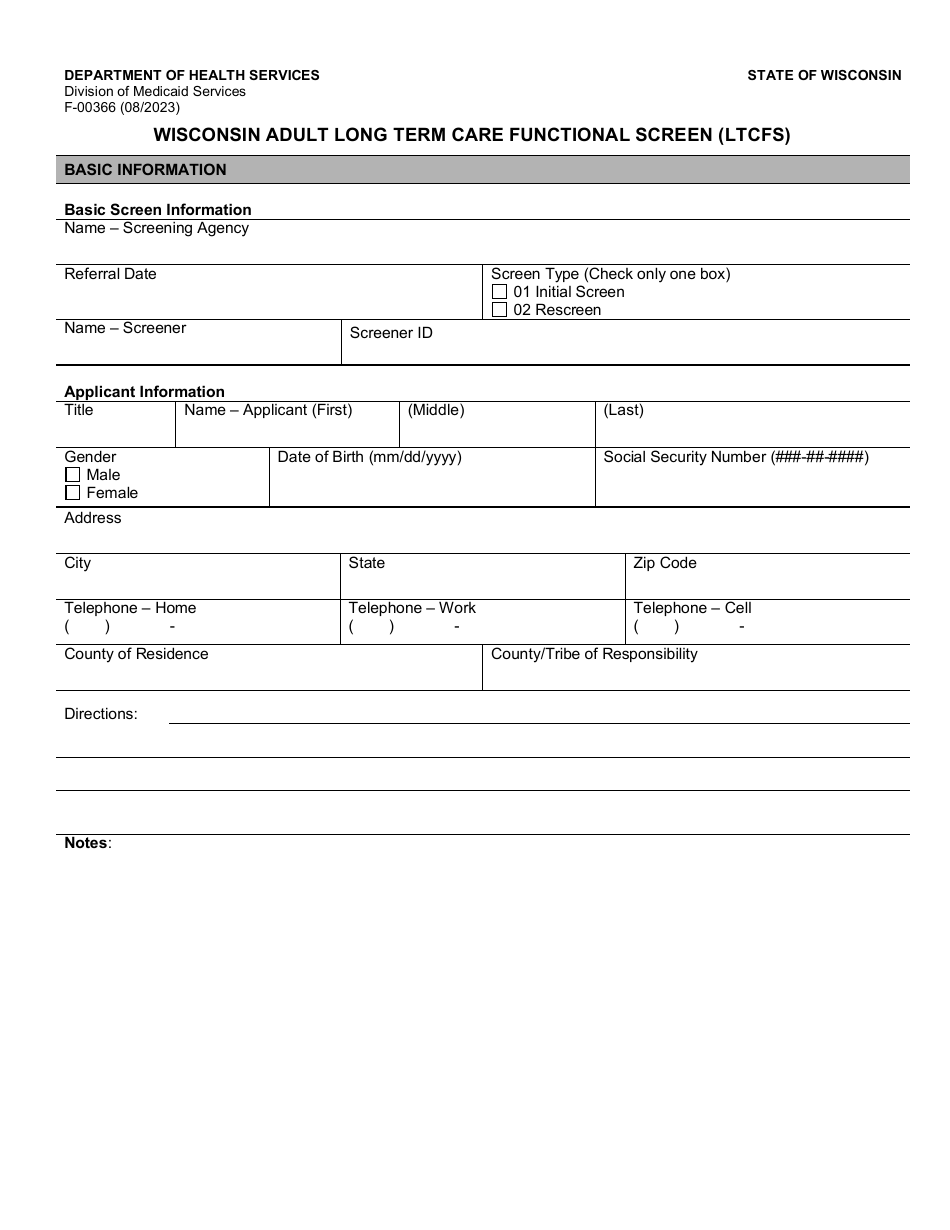Form F-00366 Download Printable PDF or Fill Online Wisconsin Adult Long ...