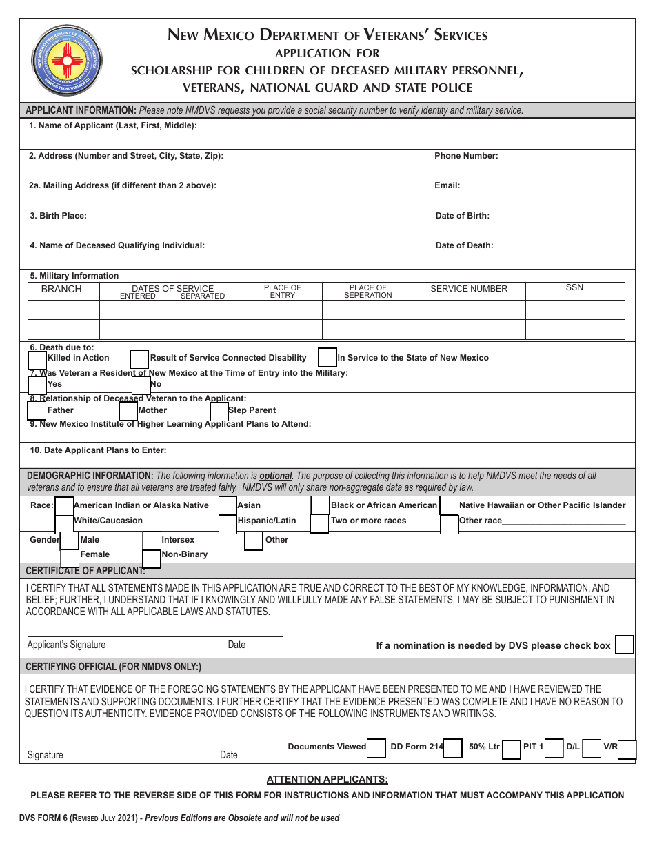 DVS Form 6 - Fill Out, Sign Online and Download Fillable PDF, New ...