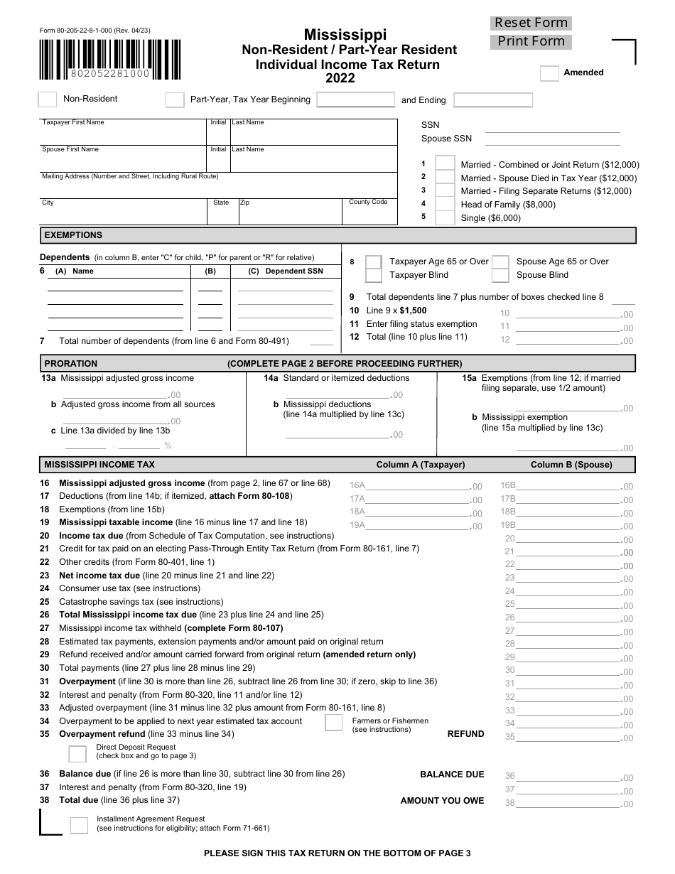 Form 80 205 Download Fillable PDF Or Fill Online Non resident Part Year
