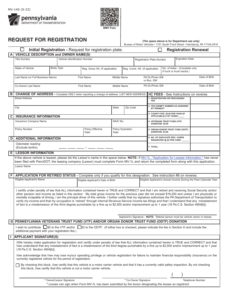 Form MV-140 Download Fillable PDF or Fill Online Request for ...