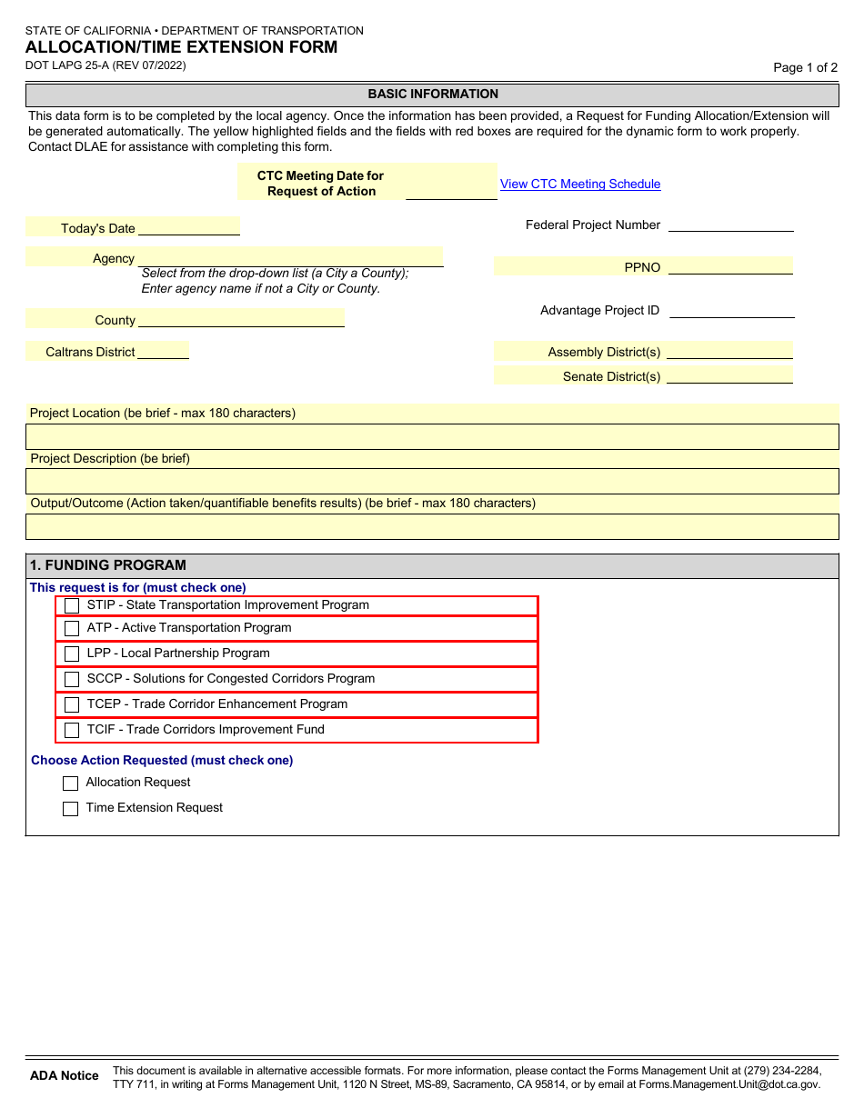 Form DOT LAPG25-A - Fill Out, Sign Online and Download Fillable PDF ...