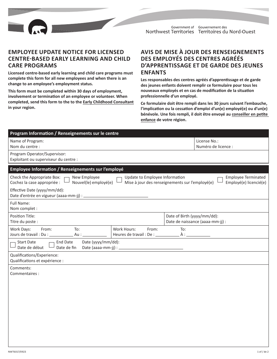 Form NWT6017 - Fill Out, Sign Online and Download Fillable PDF ...