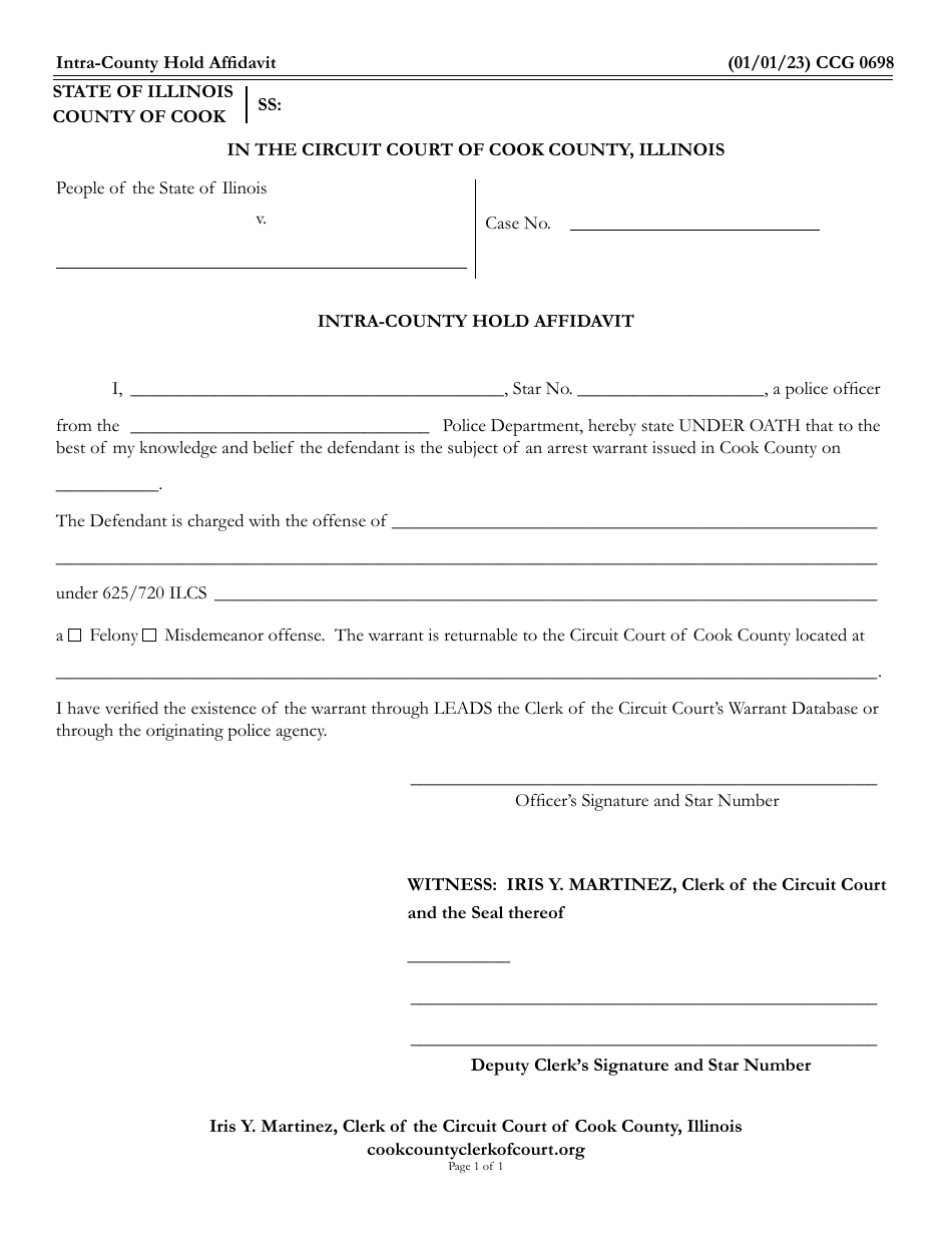 Form CCG0698 - Fill Out, Sign Online and Download Fillable PDF, Cook ...