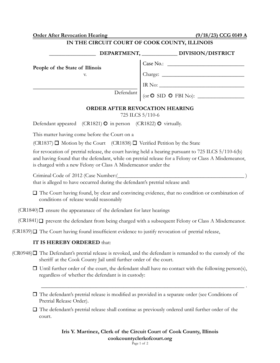 Form CCG0149 Download Fillable PDF or Fill Online Order After ... Form CCG0149 Download Fillable PDF or Fill Online Order After ...
