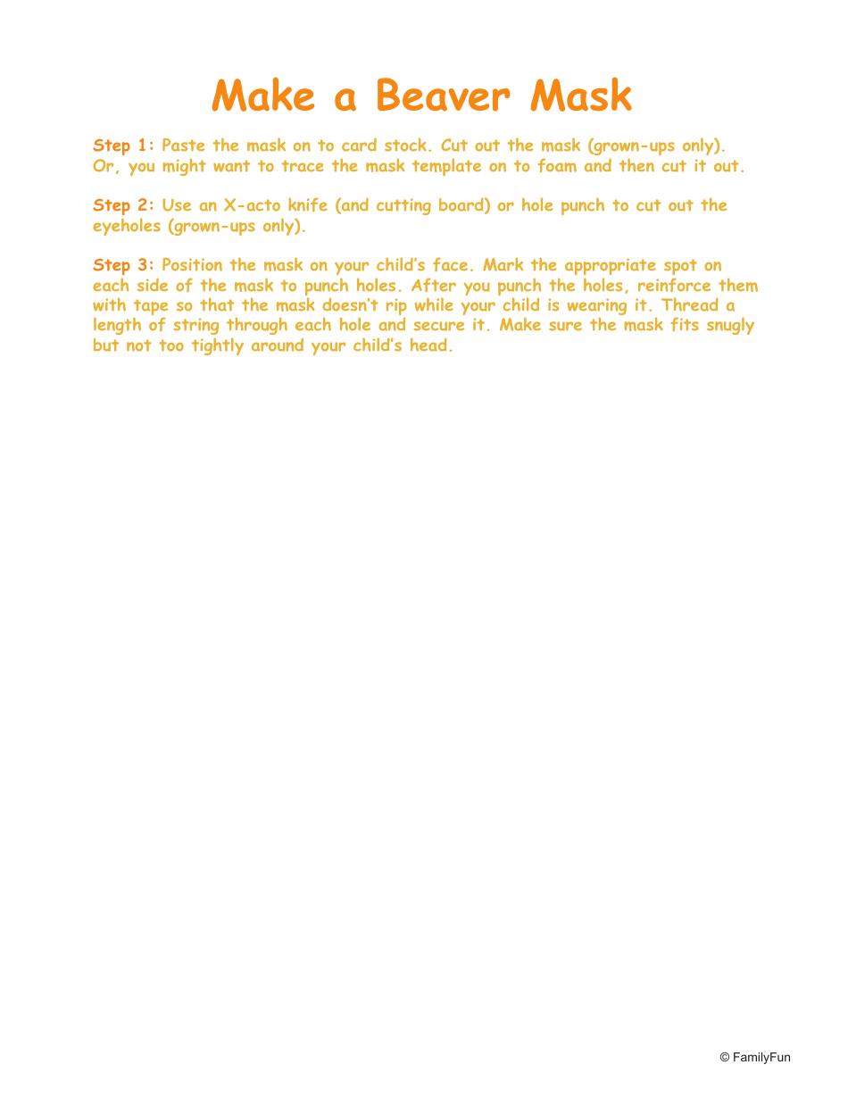 Beaver Mask Template Download Printable PDF | Templateroller
