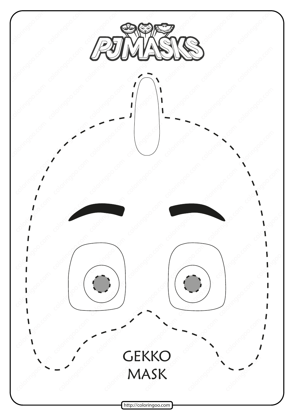 Gekko Mask Coloring Template Download Printable PDF | Templateroller
