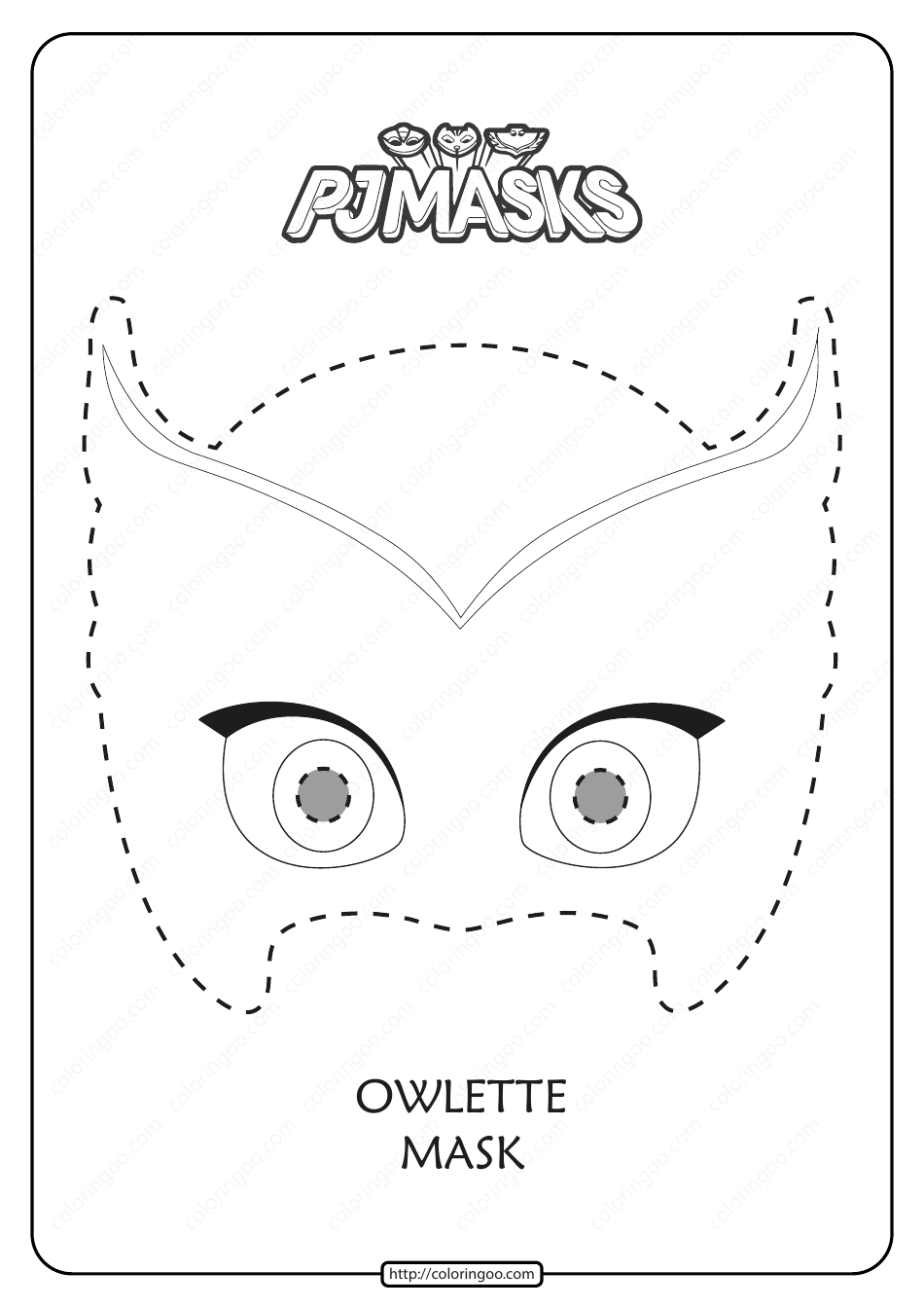 Owlette Mask Coloring Template Download Printable PDF | Templateroller