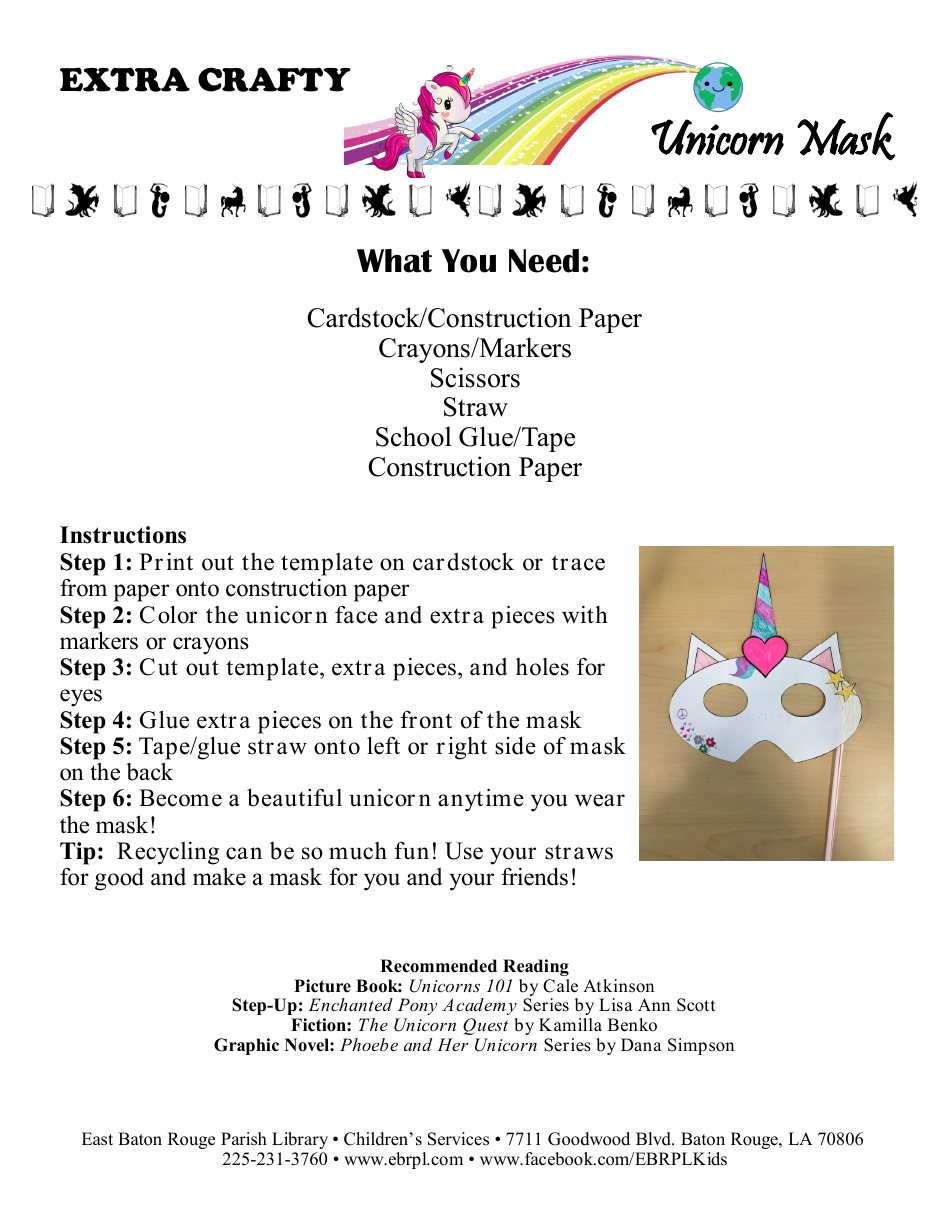 Unicorn Mask Coloring Template - Varicolored Download Printable PDF ...