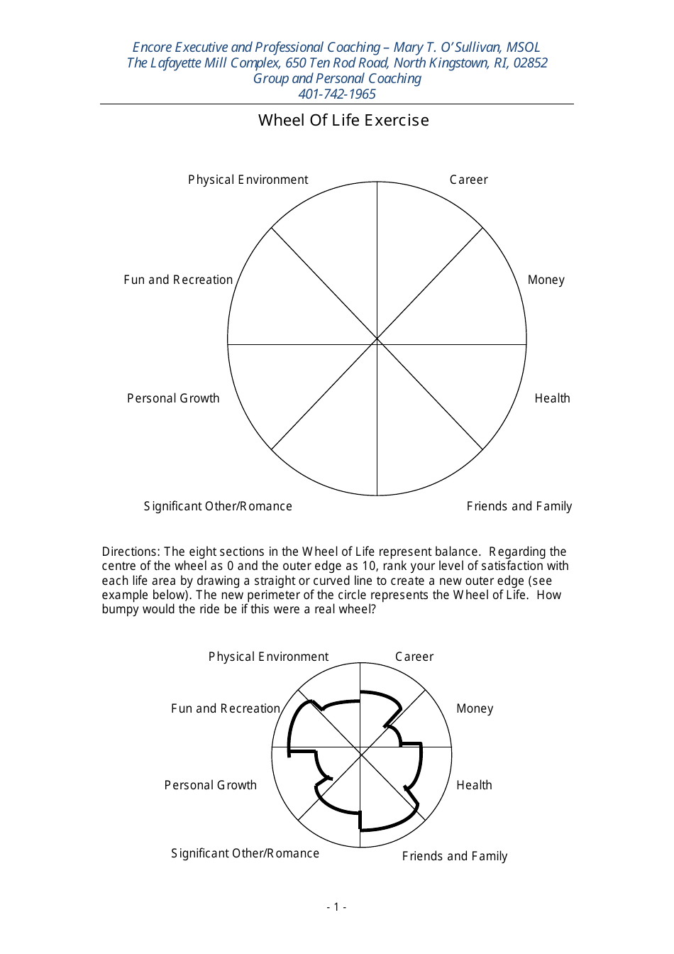 Wheel of Life Exercise Download Printable PDF | Templateroller