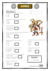 Aztecs Quiz With Answers Download Printable PDF | Templateroller