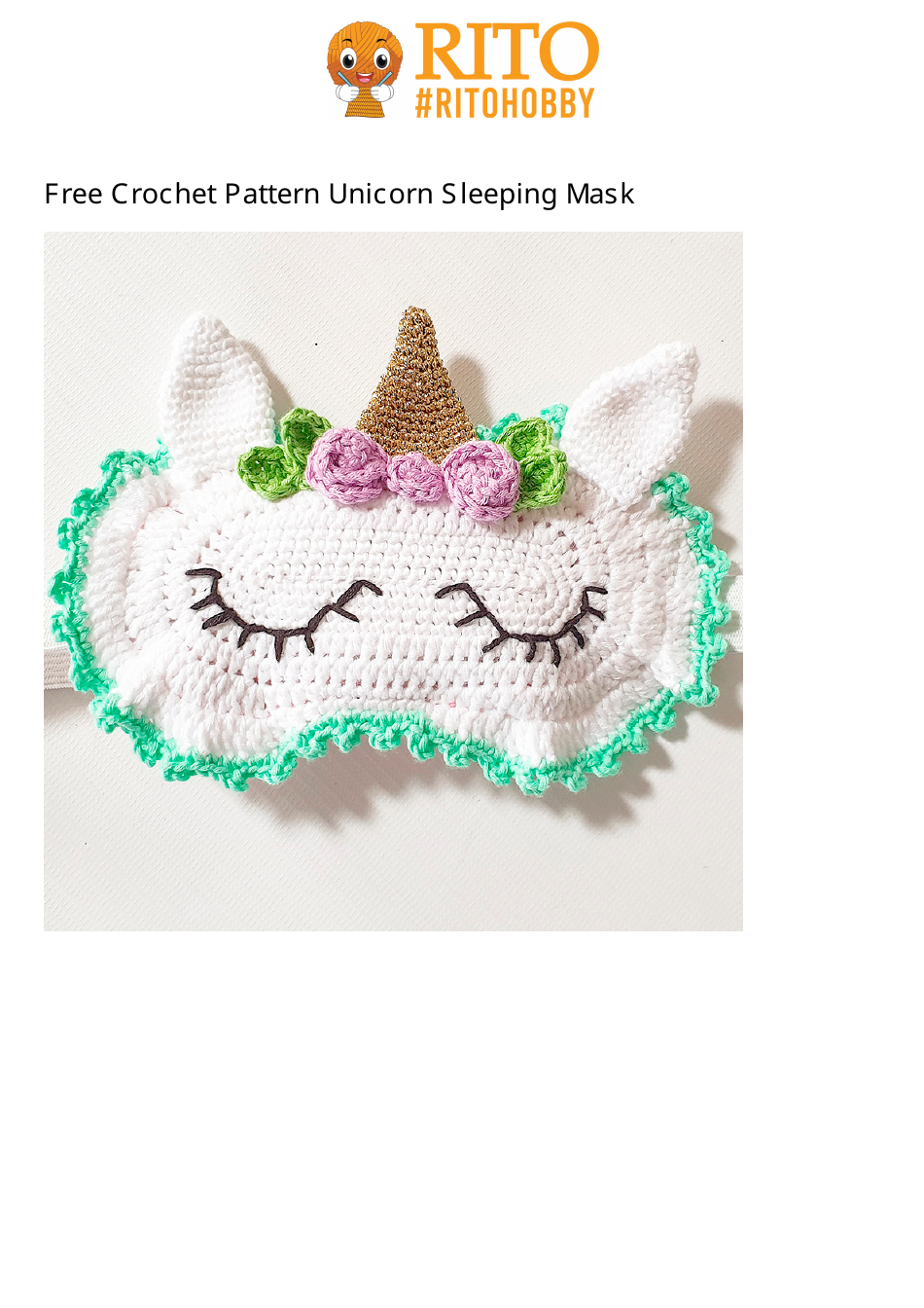 Unicorn Sleeping Mask Crochet Pattern Download Printable PDF ...