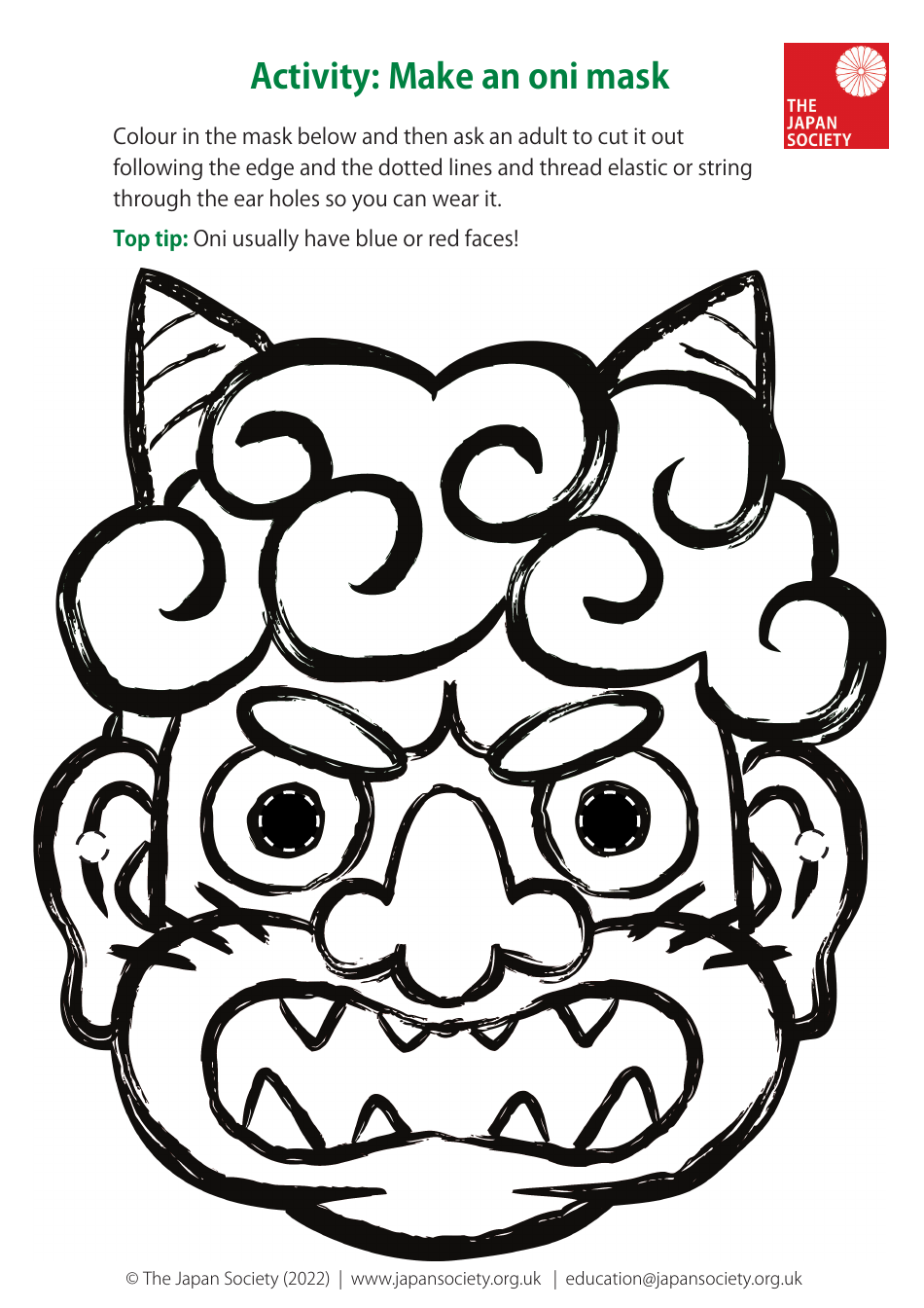 Oni Mask Coloring Template - the Japan Society Download Printable PDF ...