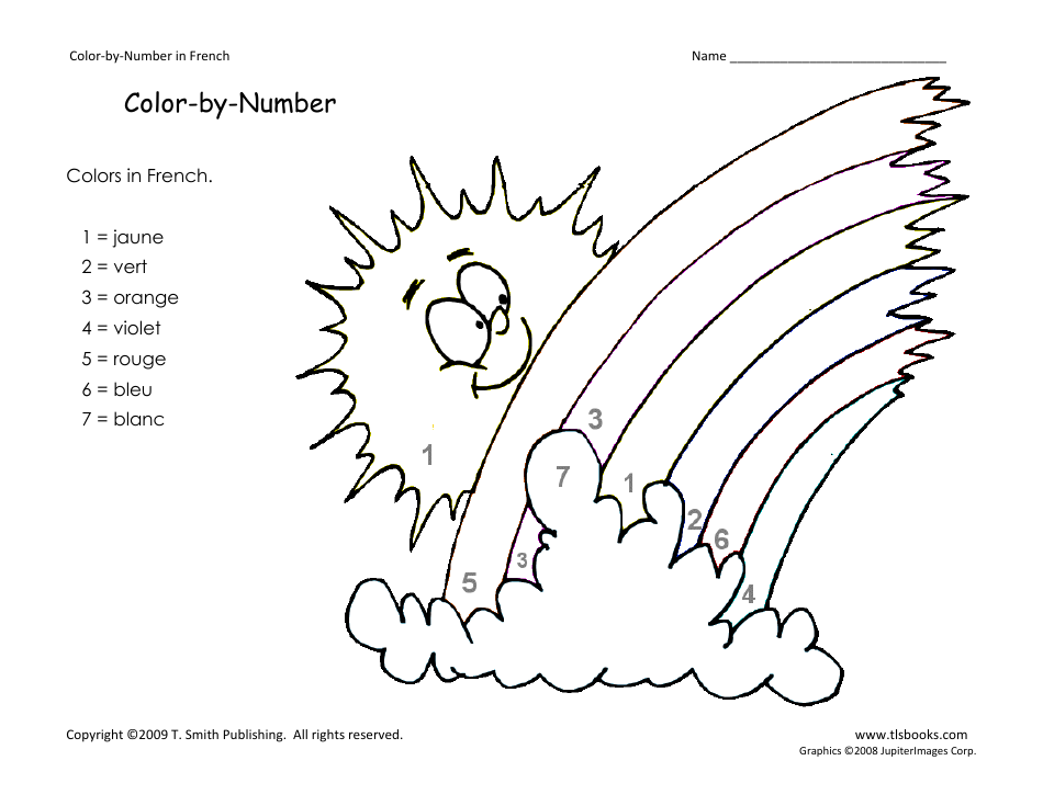 Rainbow Color by Number - Colors in French Download Printable PDF ...
