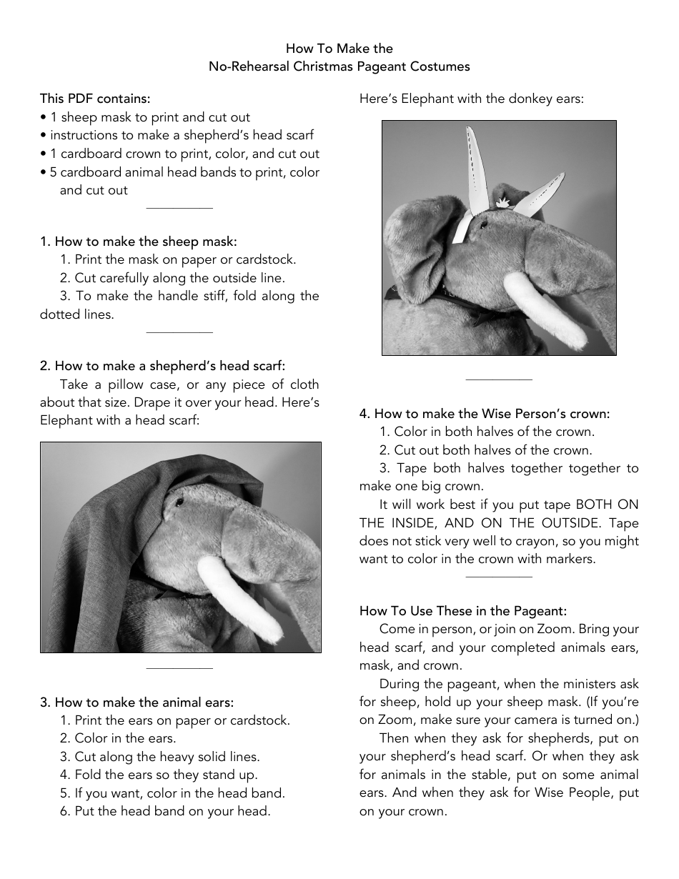 Christmas Pageant Costume Templates Download Printable PDF | Templateroller
