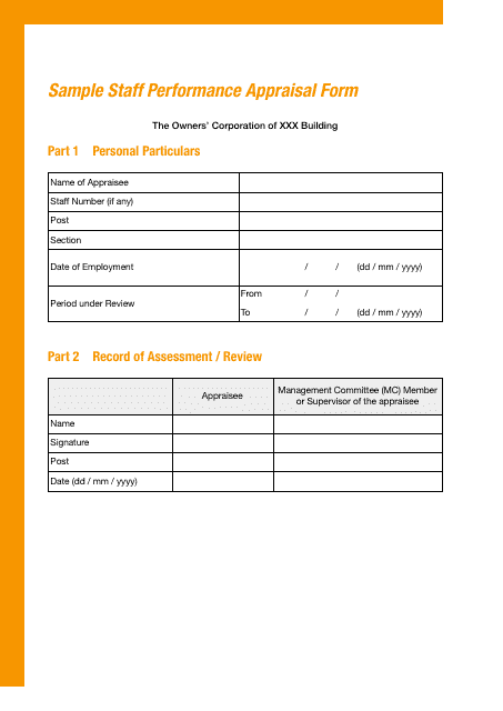 Sample Staff Performance Appraisal Form Fill Out Sign Online And 