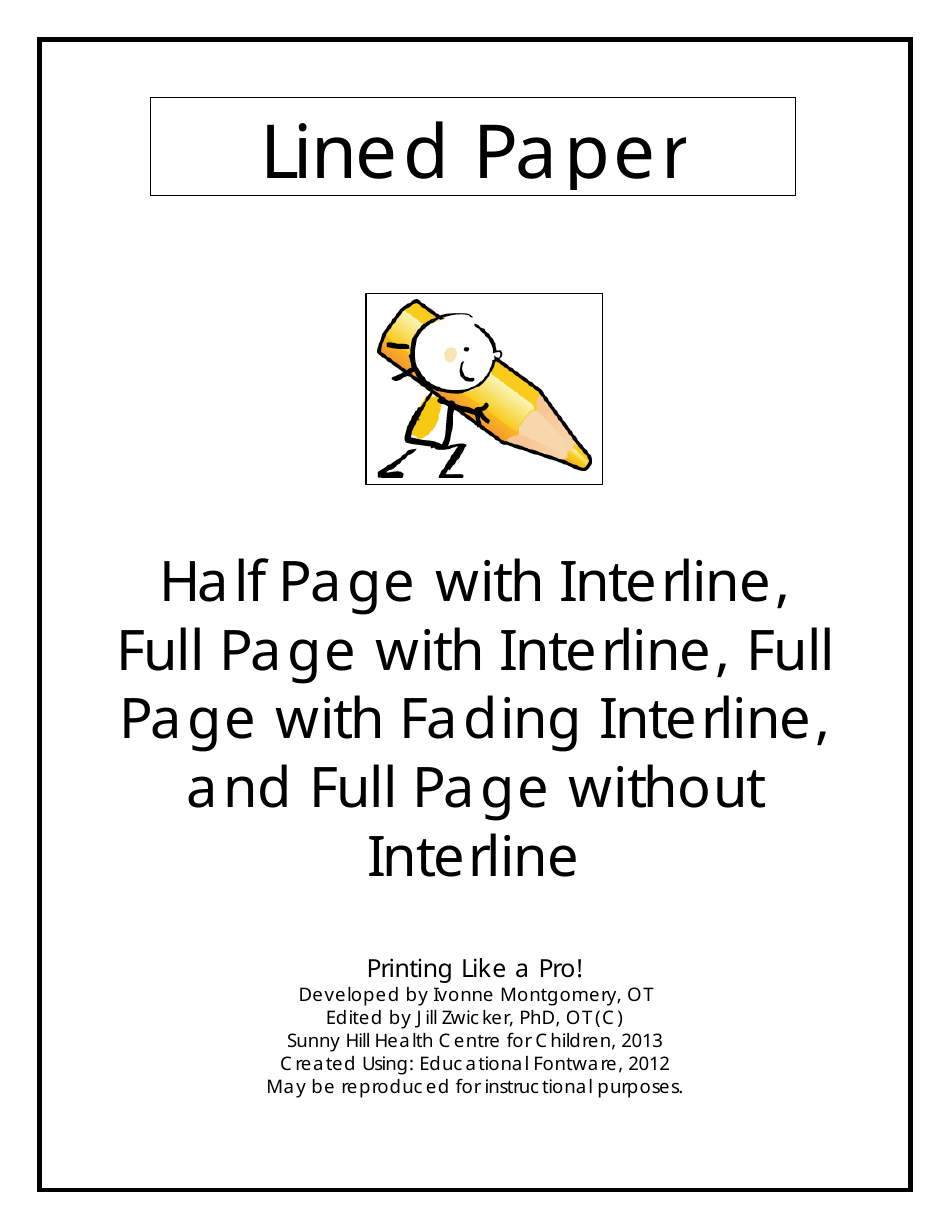 Lined Paper Templates: Half Page With Interline, Full Page With ...