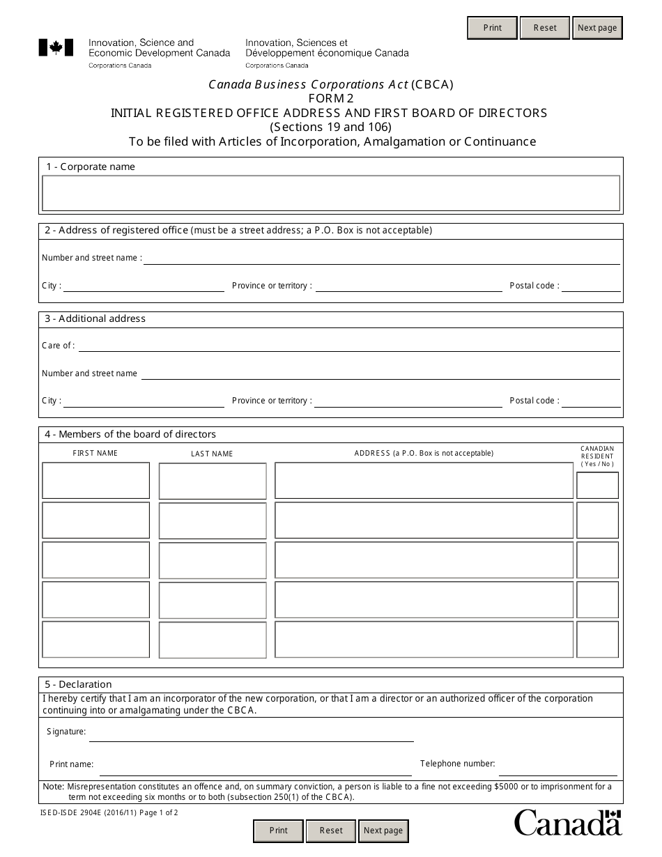 Form 2 (ISED-ISDE2904) - Fill Out, Sign Online and Download Fillable ...