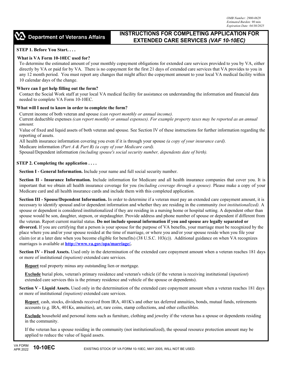 VA Form 10-10EC Download Fillable PDF or Fill Online Application for ...