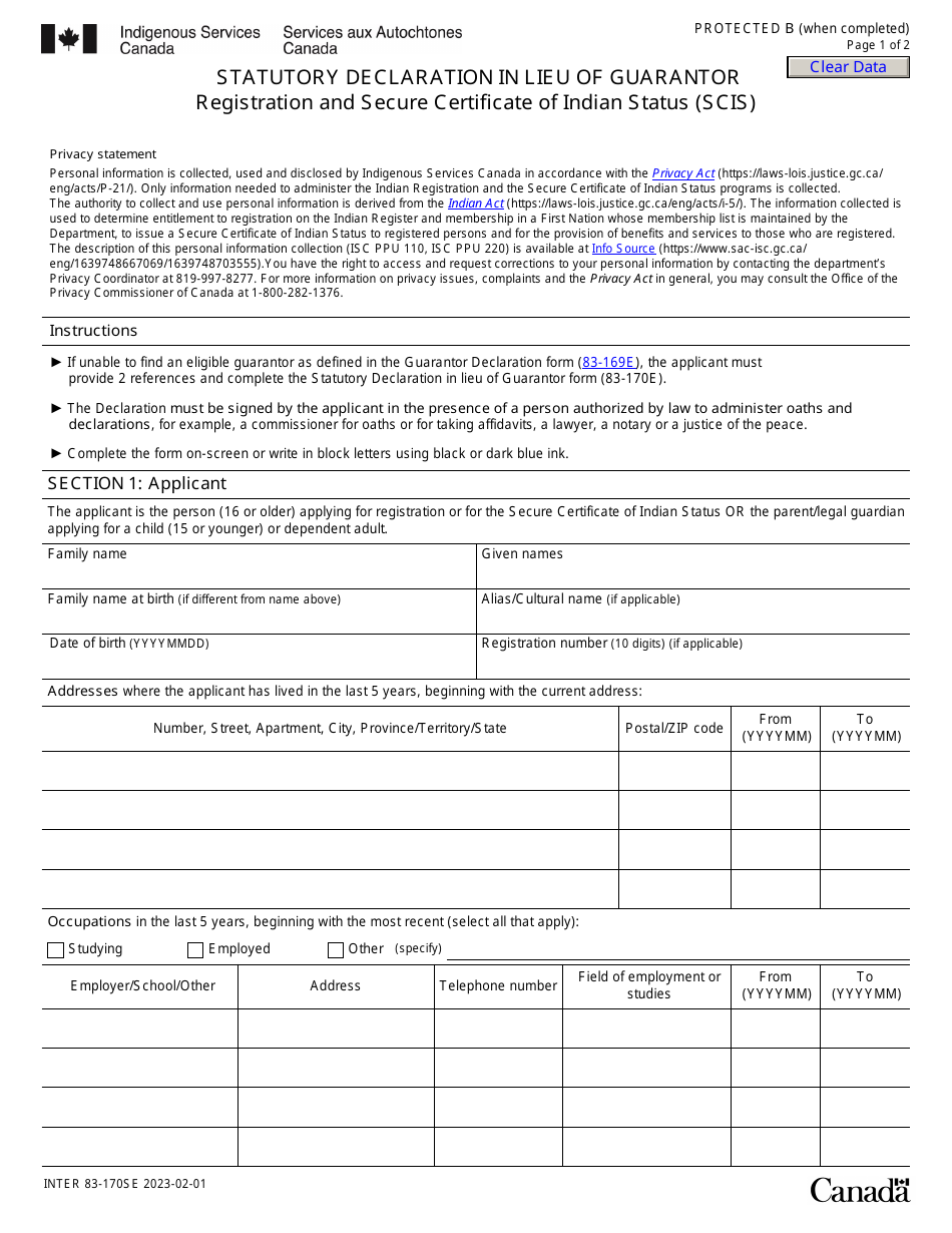 Form INTER83-170SE - Fill Out, Sign Online and Download Fillable PDF ...