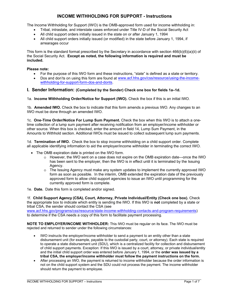 Download Instructions for Income Withholding for Support PDF ...