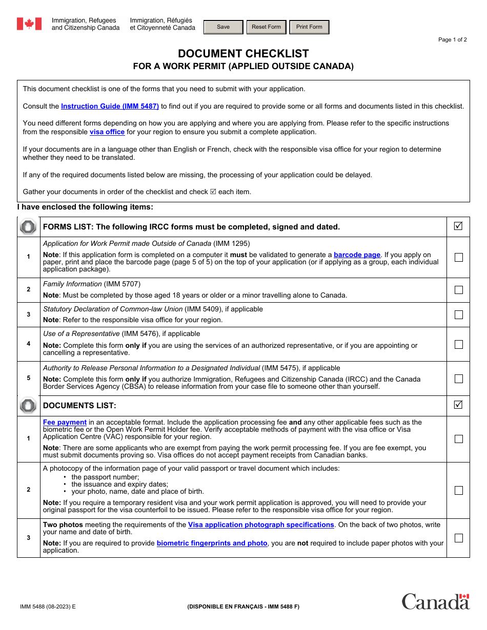 Form IMM5488 - Fill Out, Sign Online and Download Fillable PDF, Canada ...