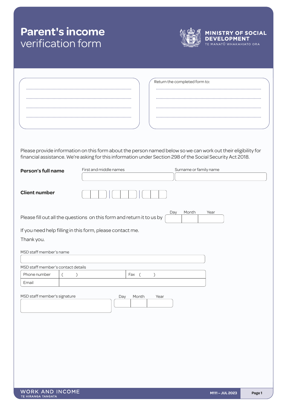Form M111 - Fill Out, Sign Online and Download Printable PDF, New ...