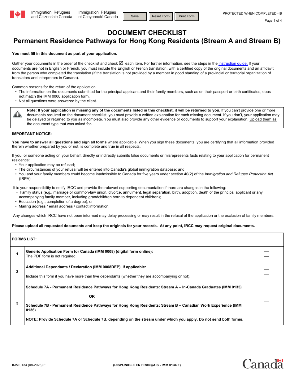 Form IMM0134 - Fill Out, Sign Online and Download Fillable PDF, Canada ...