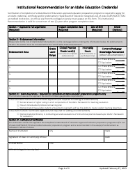 Idaho Institutional Recommendation for an Idaho Education Credential - Fill Out, Sign Online and ...