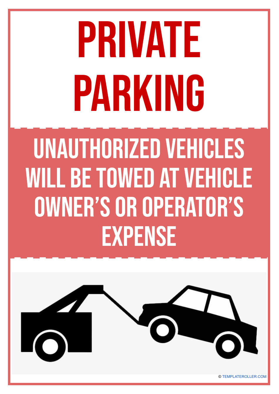 Private Parking Sign Template Download Printable PDF | Templateroller