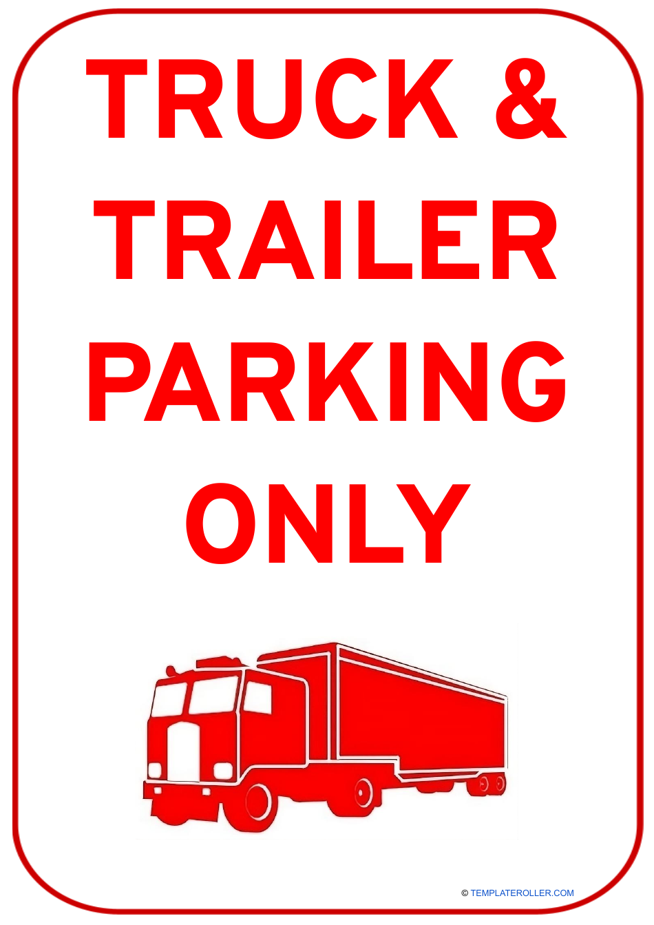 Truck Parking Only Sign Template Download Printable PDF | Templateroller