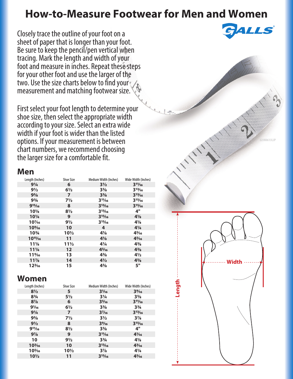 Footwear Measurement Chart for Men and Women Download Printable PDF ...
