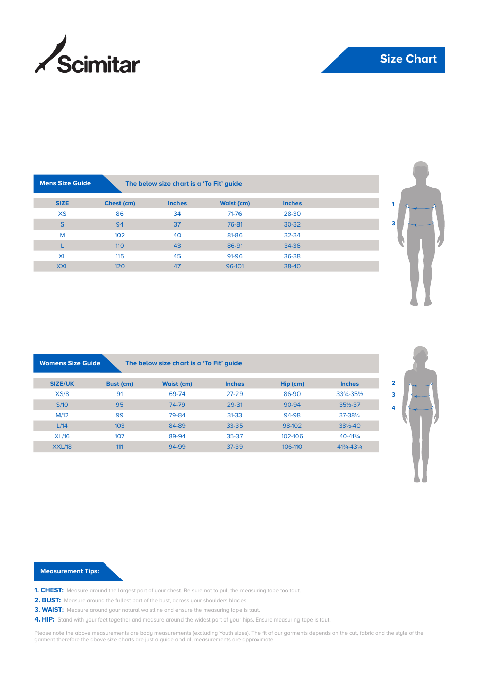 Running Clothes Size Chart - Scimitar Download Printable PDF ...