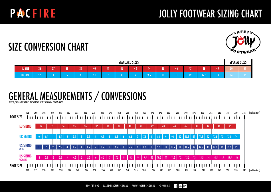 Footwear Sizing Chart - Pacfire Download Printable PDF | Templateroller Footwear Sizing Chart - Pacfire Download Printable PDF | Templateroller
