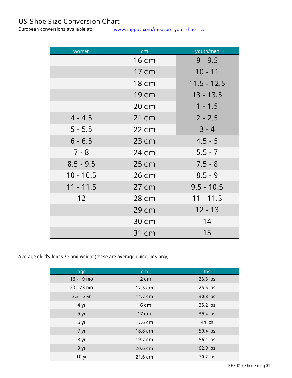 US Shoe Size Conversion Chart Download Printable PDF Templateroller US Shoe Size Conversion Chart Download Printable PDF Templateroller